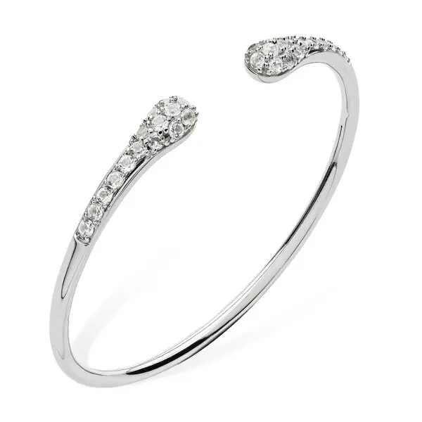 LUCY QUARTERMAINE Solid Sterling Drip Twist Bangle With White Topaz - Silver