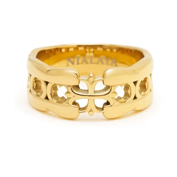 NIALAYA JEWELRY Cross Band Ring With Plating - Gold
