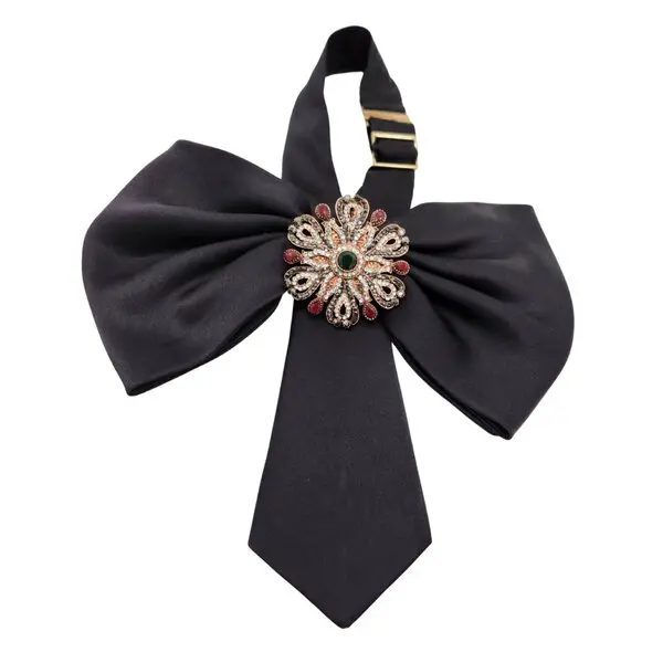 NANDANIE Jenny Bow Brooch Edition Midnight Baroque Medallion - Black