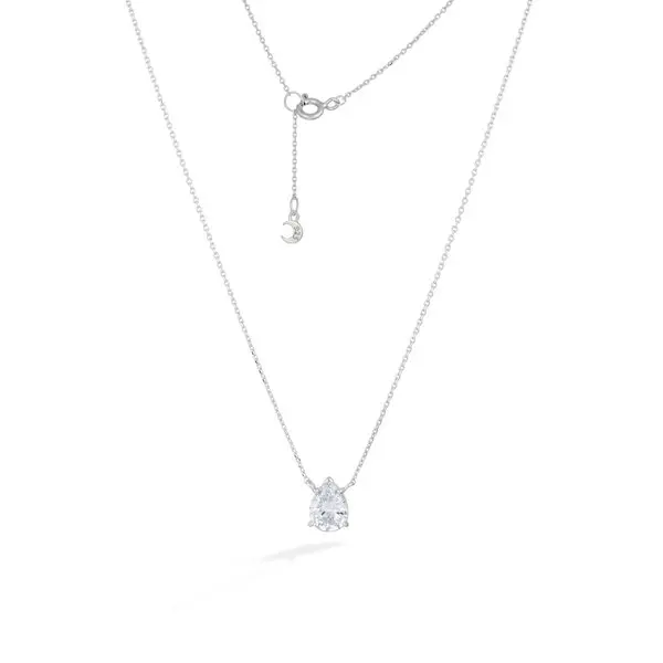 SHABELLA NYC Classic Crystal Tear Drop Necklace - Silver