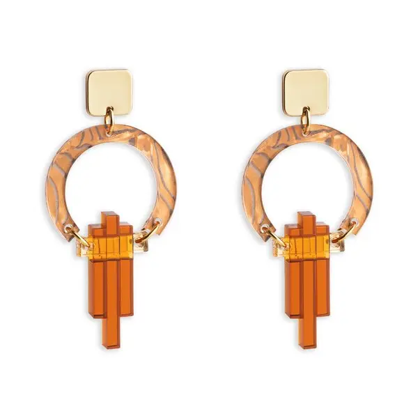 TOOLALLY Petite Art Deco Chandelier Earrings - Gold