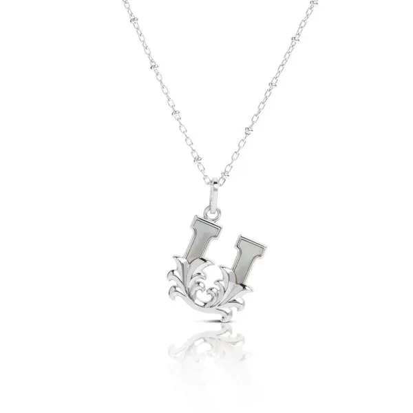 KASUN LONDON Solid U Initial Necklace With Mother Of Pearl - Silver