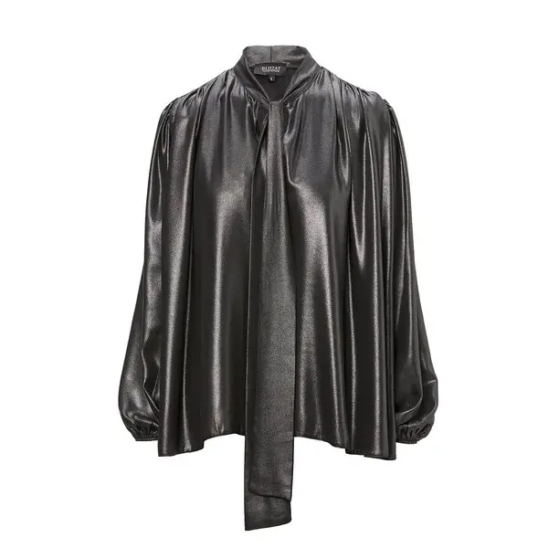 BLUZAT Metallic Blouse With Bow