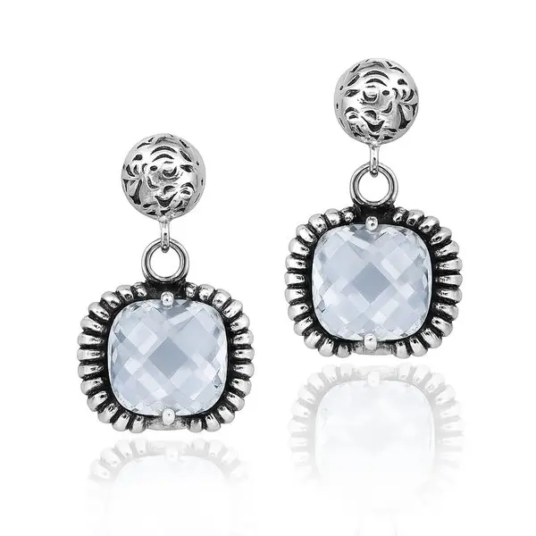 UNALOE Sterling Silver Crystal Drop Earrings - Blue