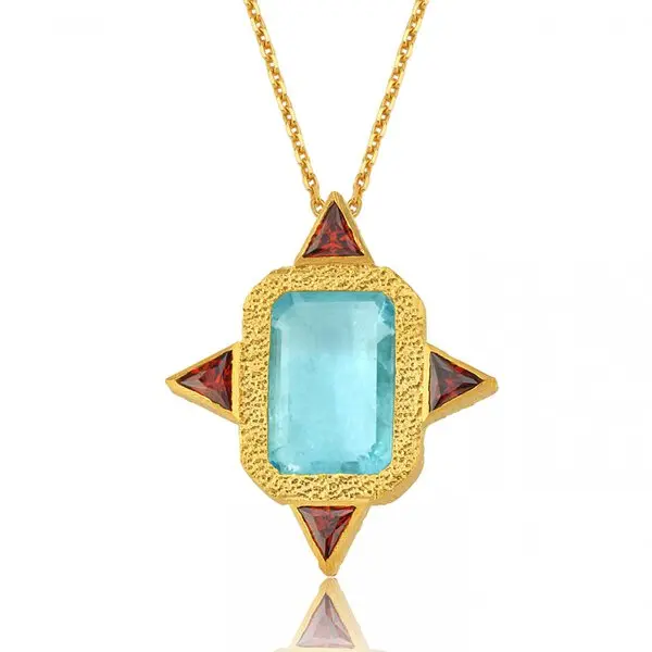 TVENTO The Gemma Divina Aquamarine Necklace - Gold