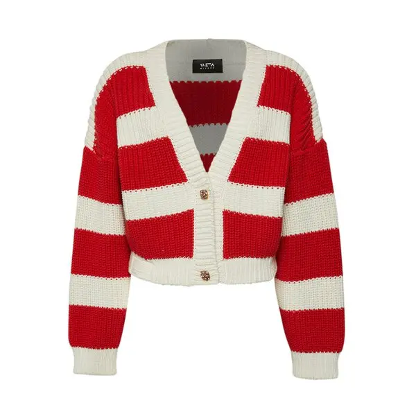 SVETA MILANO Alice Striped Knit Cardigan
