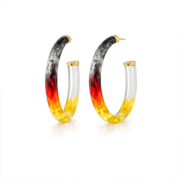 GOLD & HONEY Oval Hoop Earrings - Black/red/gold