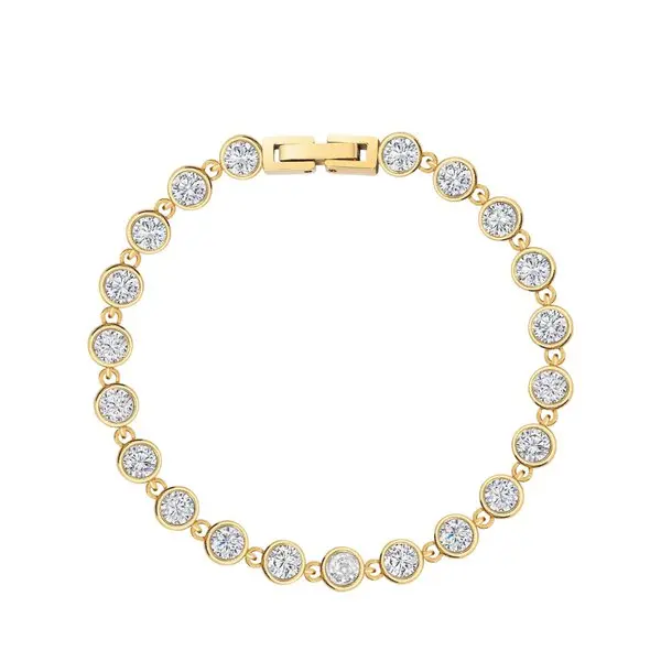 NIALAYA JEWELRY Round Cubic Zirconia Link Bracelet - Gold