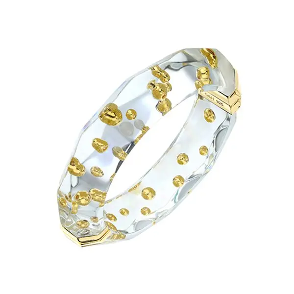 GOLD & HONEY Lucite Bangle With Beads - Gold