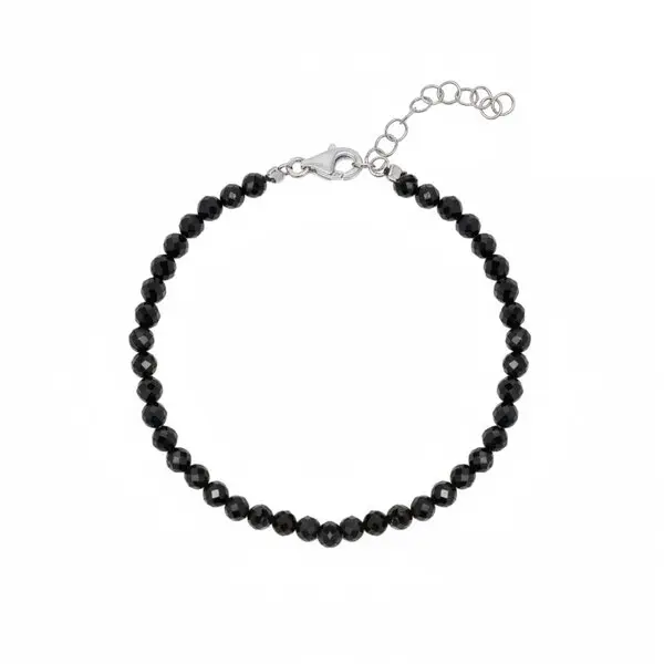 SPERO LONDON Sterling Silver Natural Spinel Bracelet - Black