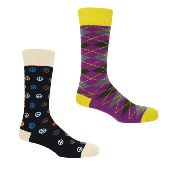 PEPER HAROW - MADE IN ENGLAND Argyle Sunshine & Peace Socks Bundle - Black