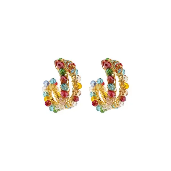 LAVISH BY TRICIA MILANEZE Multi & Nina Handmade Hoop Earrings - Gold