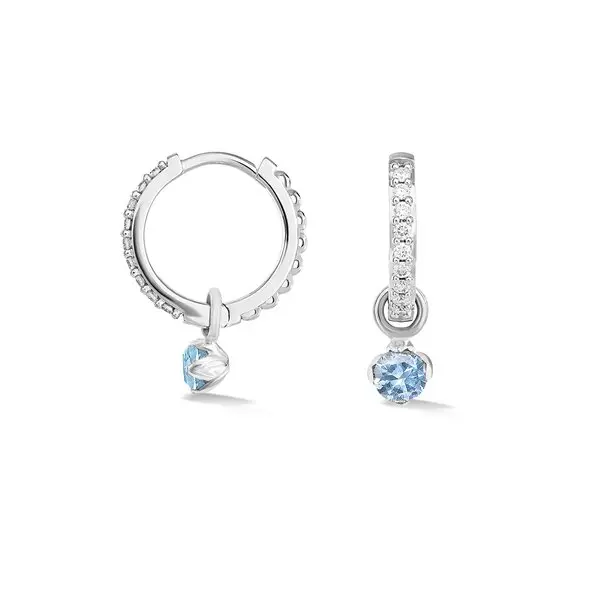 DOWER & HALL White Gold Diamond And Aquamarine Lotus Drop Hoop Earrings - White/blue