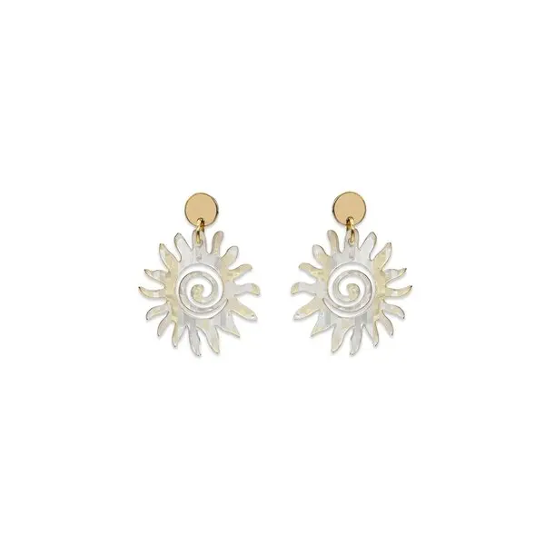 TOOLALLY Sun Earrings - White/gold