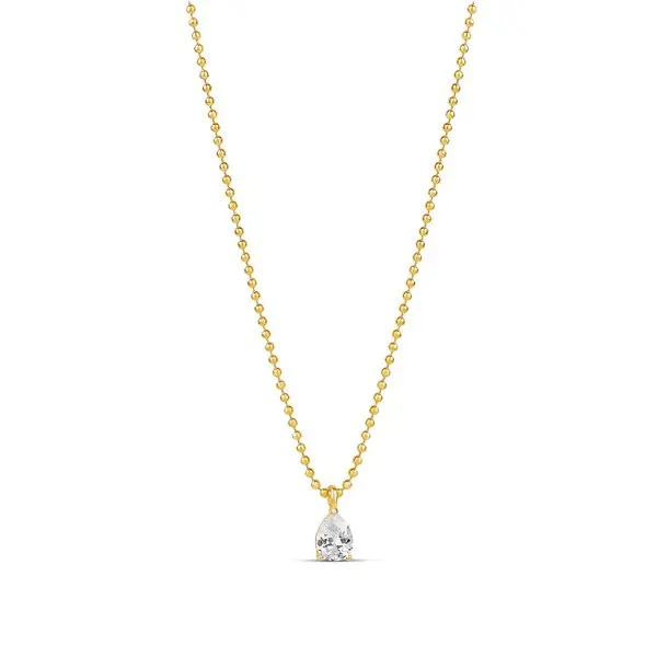SHYMI Pear Stone Beaded Ball Chain Necklace - Gold