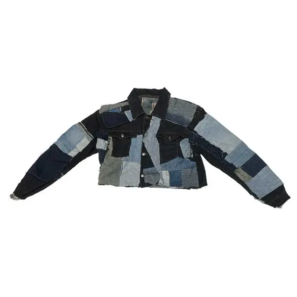 ZASTASTUDIO Frayed Fusion Deconstructive Denim Jacket - Black/blue