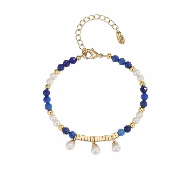 RETRO CHIC Poseidon Beaded Bracelet - Blue/gold/white