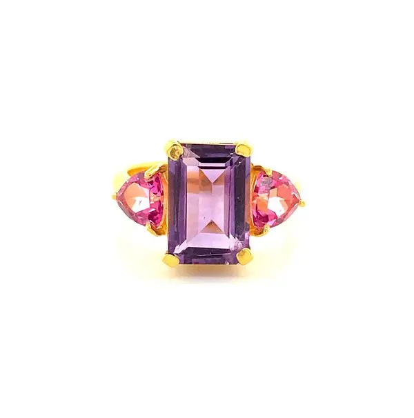 GEM BAZAAR JEWELLERY Gemstone Cocktail Ring - Pink/gold