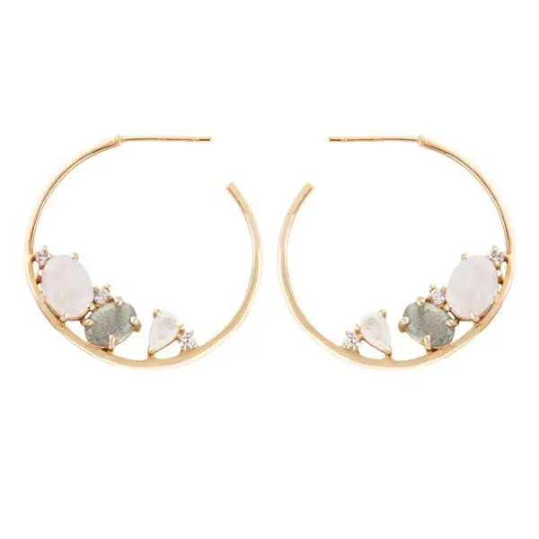 LAVANI JEWELS White & Grey Perseida Hoop Earrings - White/grey/gold