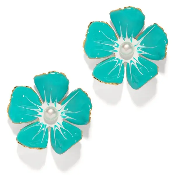 THE PINK REEF Plumeria Stud Earrings - Green