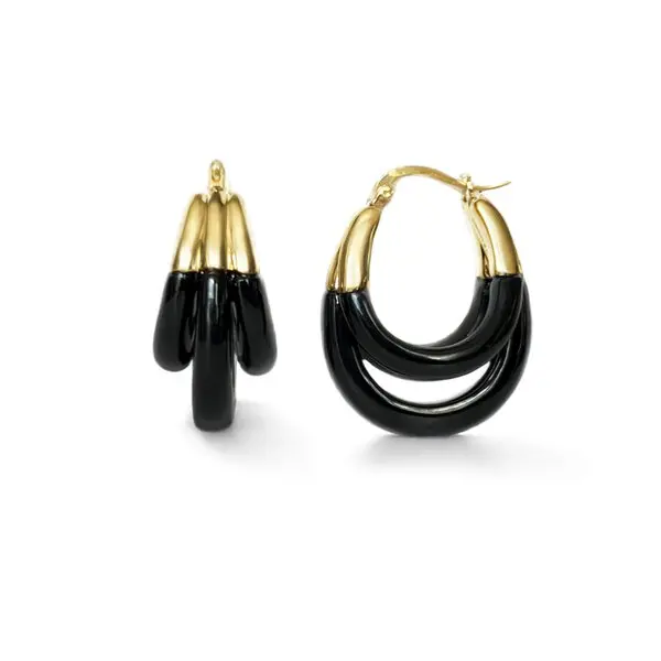 GOLD & HONEY Triple Hoop Lucite Earrings - Black/gold