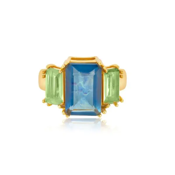 GEM BAZAAR JEWELLERY Moonlight Gemstone Ring - Green/gold