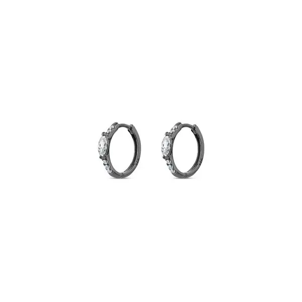 SALLY SKOUFIS Cz Diamond Simulant Huggie Earrings - Black/white