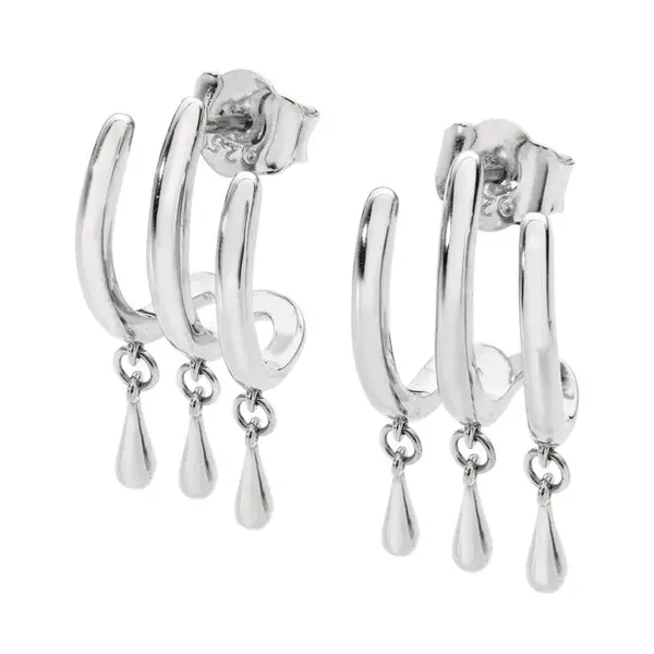 LUCY QUARTERMAINE Sterling Waterfall Hoop Stud Earrings - Silver