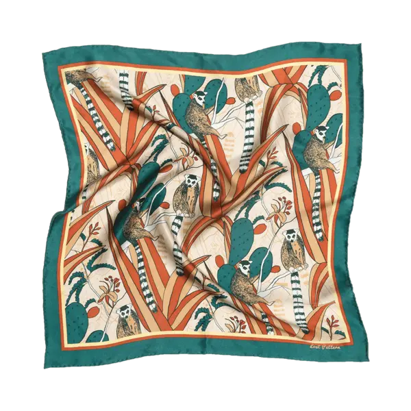 LOST PATTERN Madagascar" Silk Bandana - Green