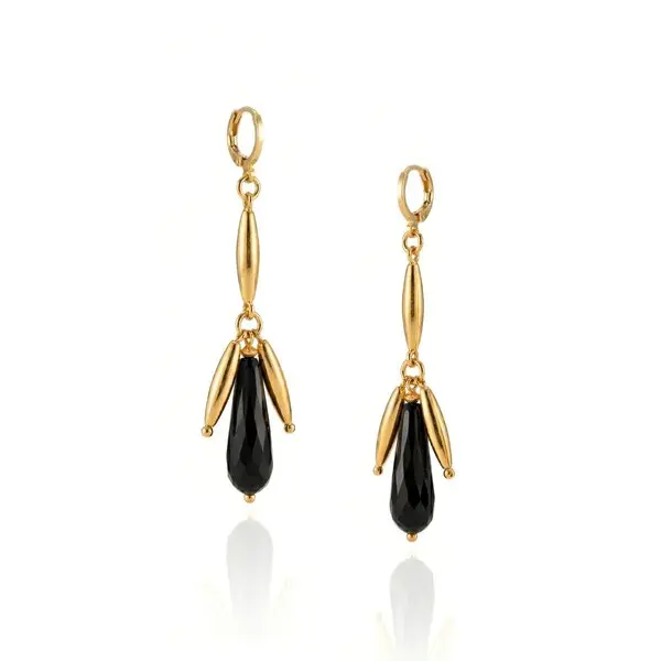 JAREDJAMIN Gold-tone Onyx Dangle Earrings - Gold/black