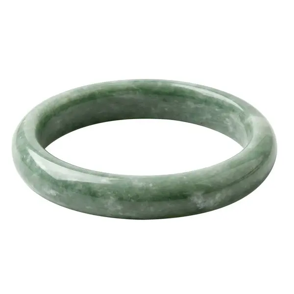 SEREE Opaque Green Jade Bangle - White/green