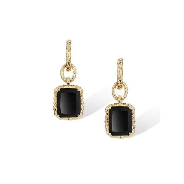 RETRO CHIC Agate Dangle Earrings - Black/gold