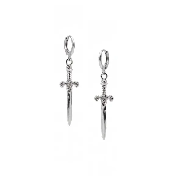 JAREDJAMIN Macbeth Dagger Dangle Earrings In White Bronze - Silver