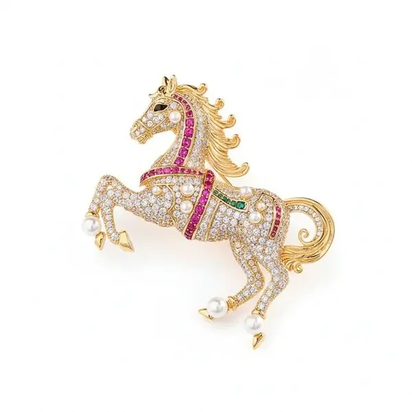 ANGEL BAROCCO Galloping Horse Brooch - Gold