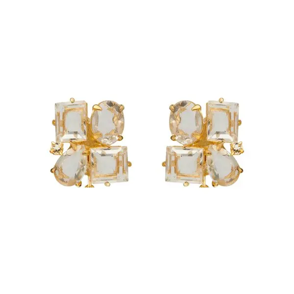 Bounkit Cora Stud Clip-on Earrings - White