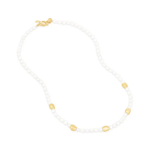 DOWER & HALL Ocean Pebble Pearl Necklace In Vermeil - Gold/white