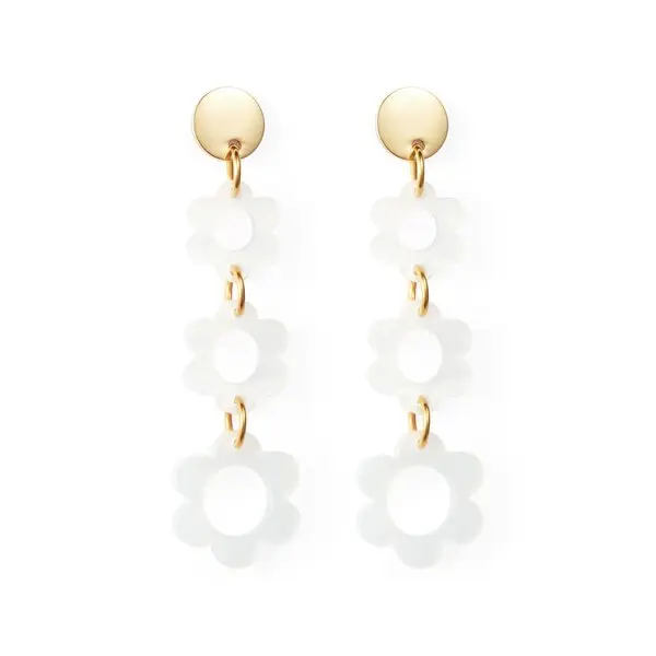 TOOLALLY Floral Drop Earrings - White