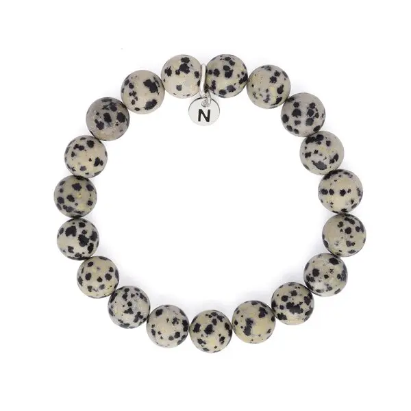 NELLOU JEWELLERY Affinity Dalmatian Jasper Gemstone Bracelet - Orange