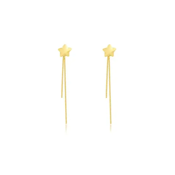 SOLIO JEWELLERY Star Drop Chain Earrings 18k Gold - Gold/yellow