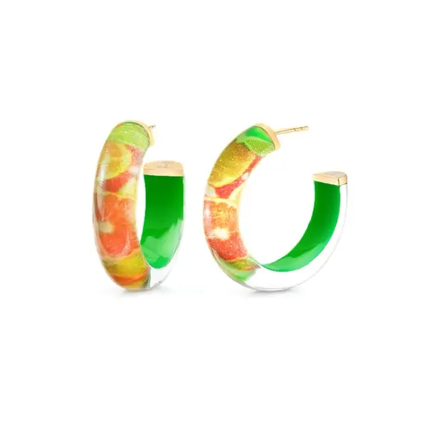 GOLD & HONEY Sour Lucite Hoop Earrings - Green/gold/yellow