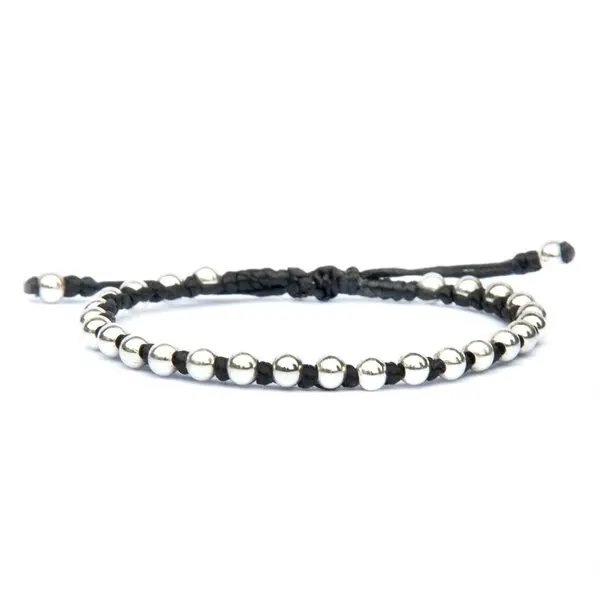 HARBOUR UK BRACELETS Minimalist Silver Bead Friendship Bracelet - Black
