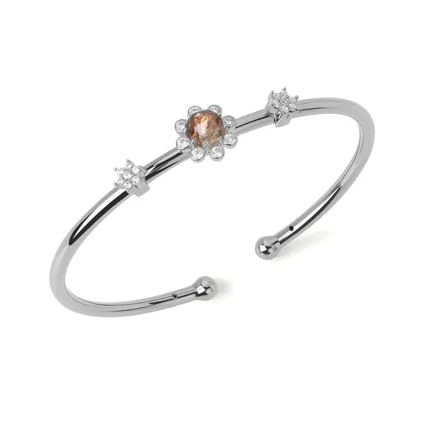 FREQNC ATELIER Eight Petals Silver Super Seven Bangle - Gray