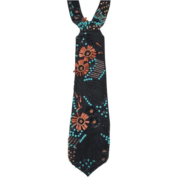 NANDANIE Floral Mosaic Petite Necktie - Black