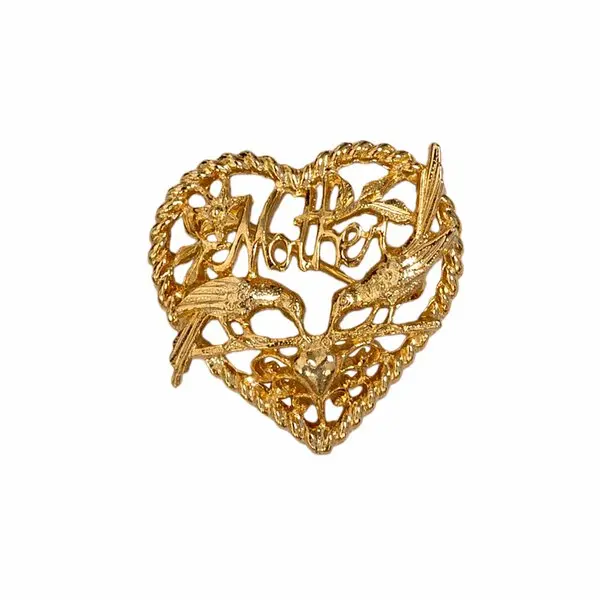 CARAMEL VINTAGE JEWELLERY Vintage Plated Heart Brooch - Gold