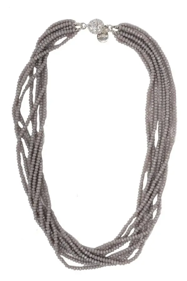 Saachi Crystal Beaded Necklace - Grey