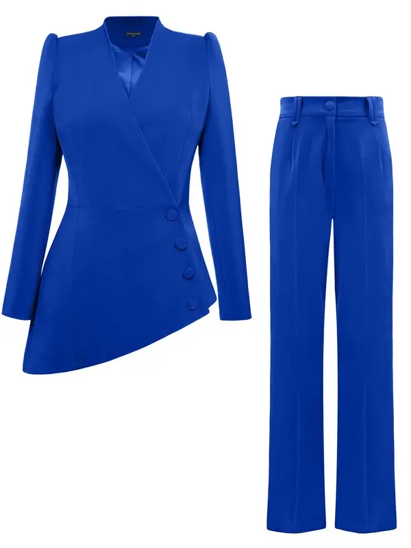 TIA DORRAINE Royal Azure Asymmetric Power Suit