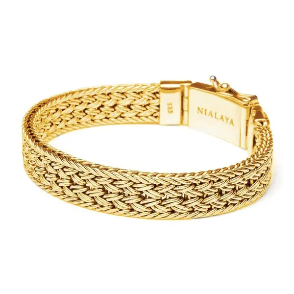 NIALAYA JEWELRY Braided Chain Bracelet - Gold