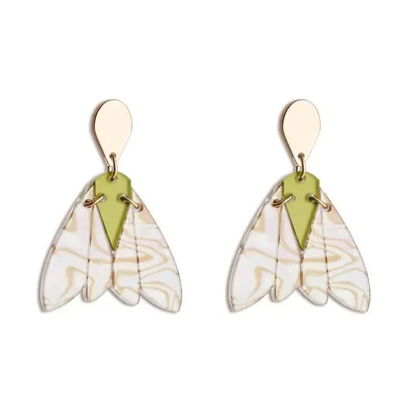 TOOLALLY Neutrals Gossamer Drop Earrings - Green