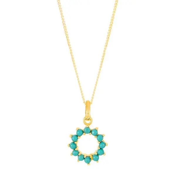 CHARLOTTE'S WEB JEWELLERY Halo Radiance Small Vermeil Necklace With Turquoise - Gold