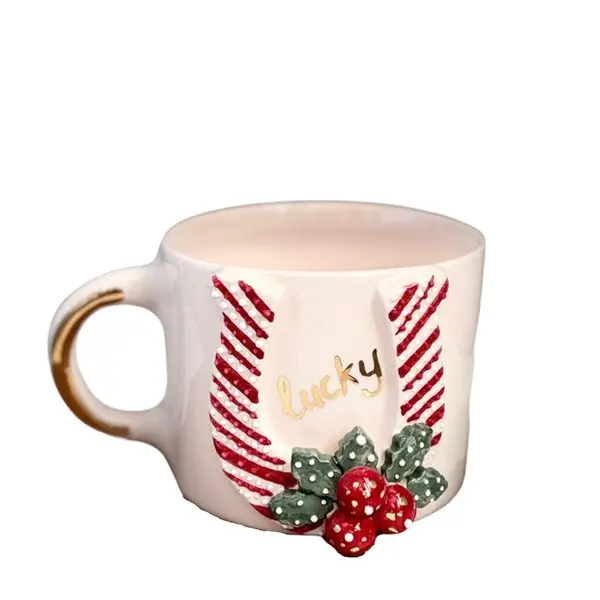 ANATOLIACRAFT Gold / Red Lucky Handmade Ceramic Mug - Gold/red